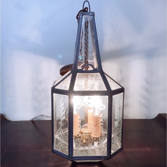 Vintage | Accents | Antique Leaded Glass Cottagecore Elegant Chandelier ...